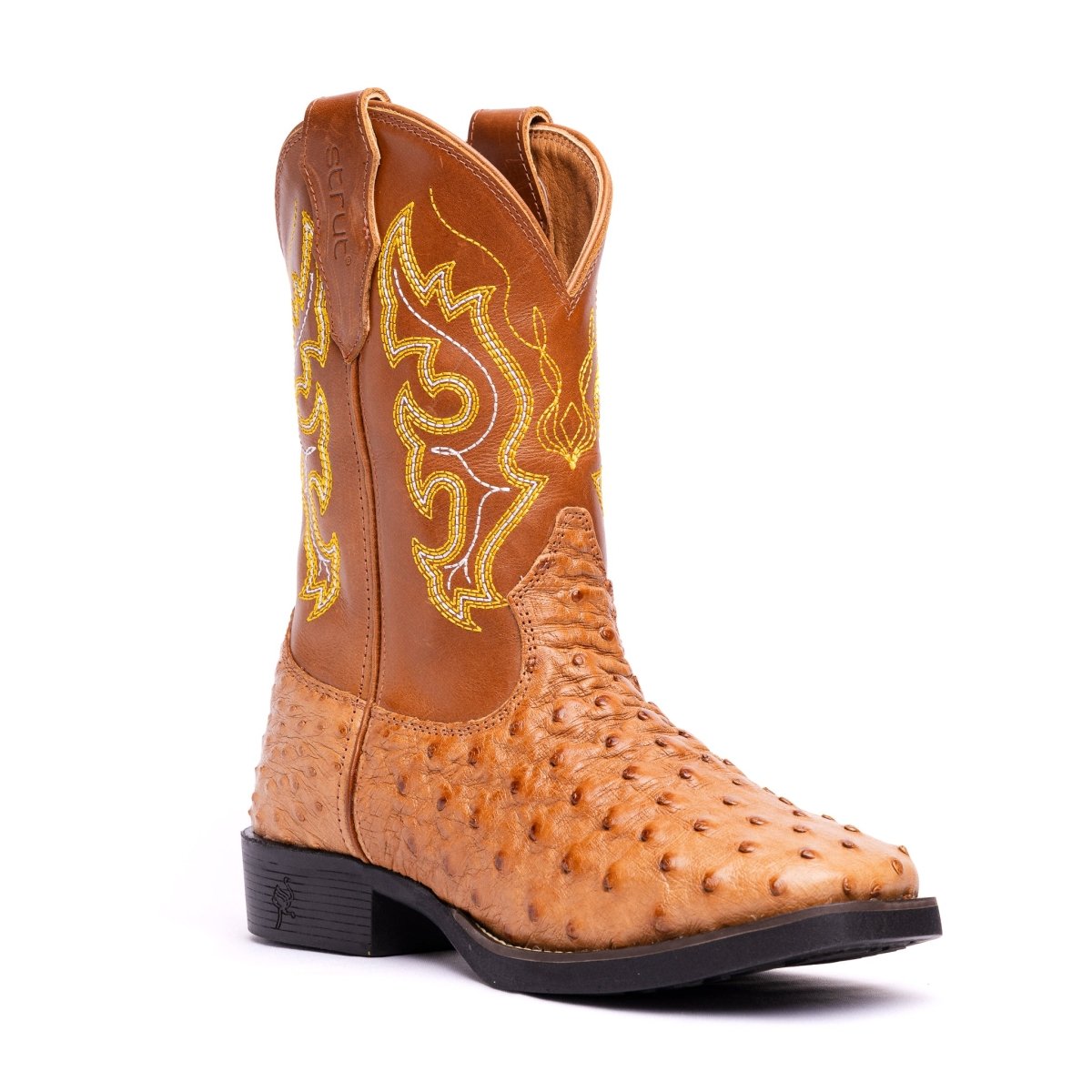 Bota Masculina em Couro de Avestruz Cheio Chestnut – Strut