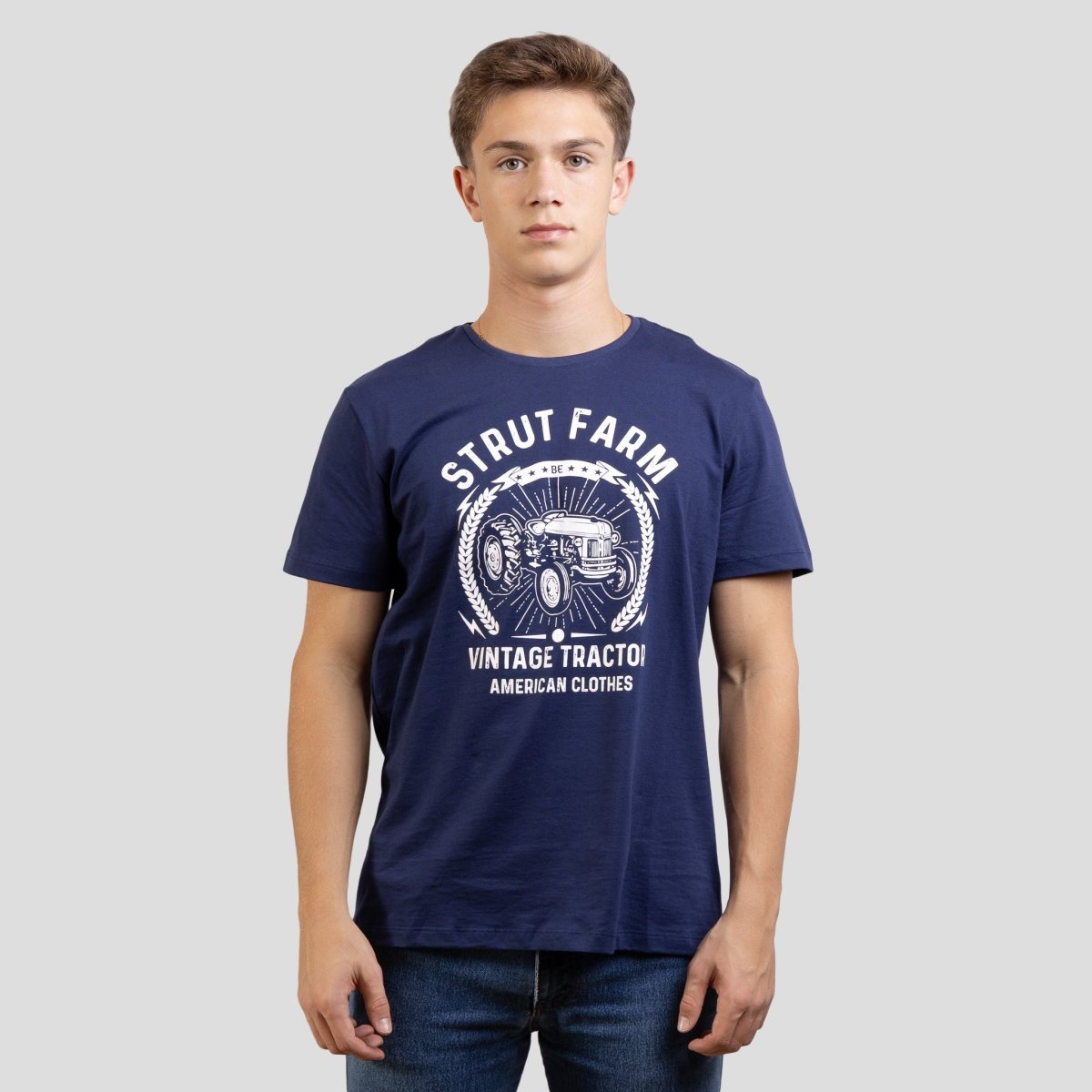 Camiseta Básica Strut Vintage Tractor Azul Marinho - Strut
